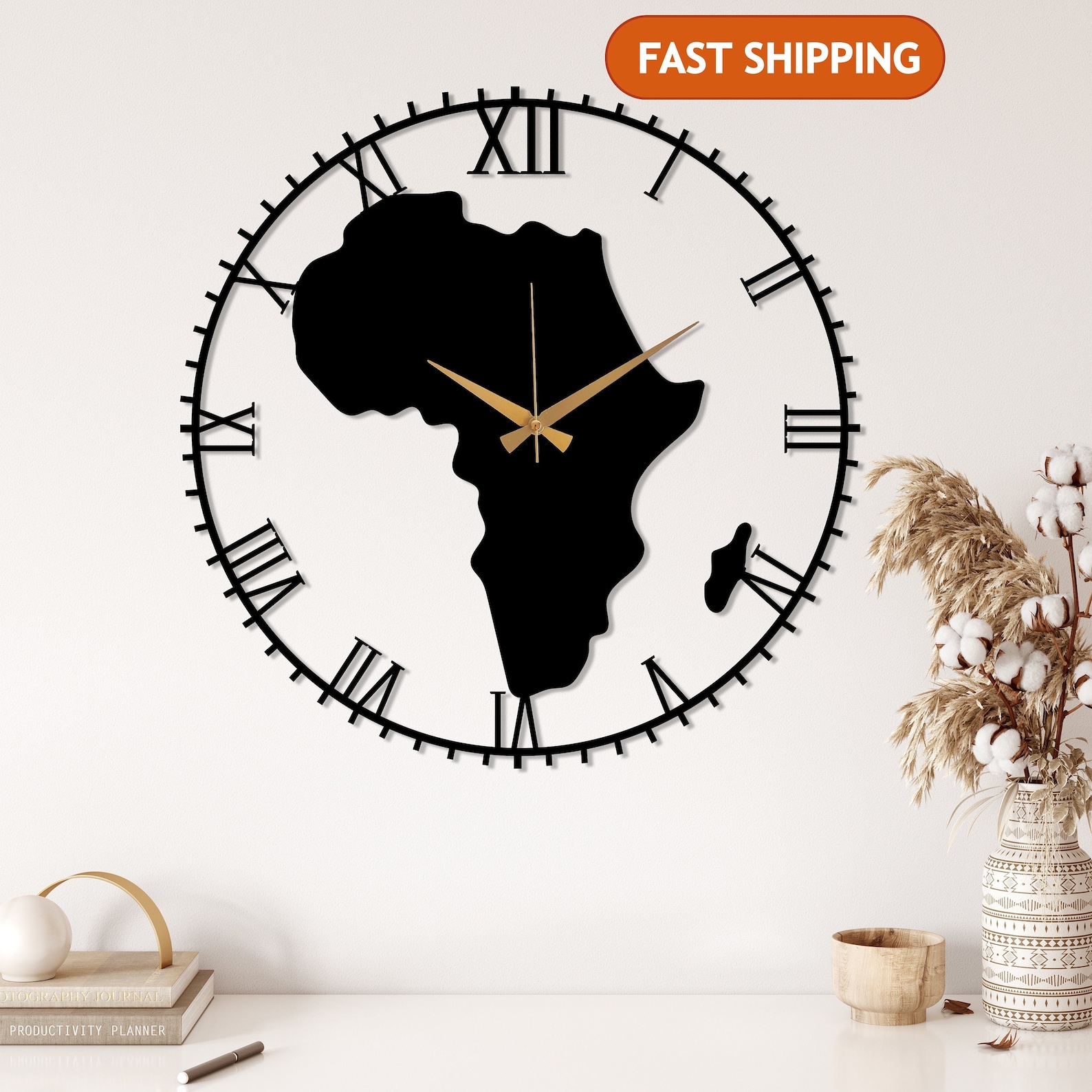 Black Africa Map Clock Africa Metal Wall Clock Livingroom - Etsy