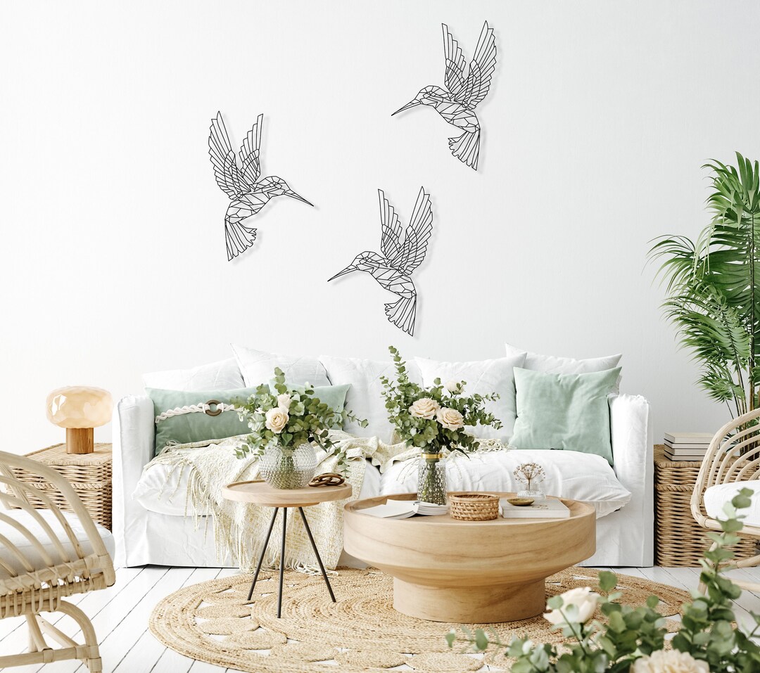 Set of 3 Birds Metal Wall Art, Minimalist Birds Above Bed Decor ...