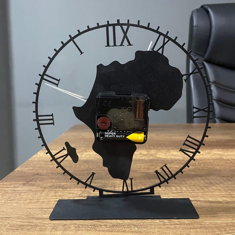 Metal Africa Map Tabletop Clock, Black 3D Table Clock,africa Home Decor ...