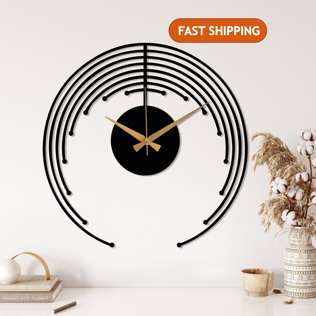 Minimalist Metal Wall Clock, Modern Silent Wall Clock, Unique Home ...