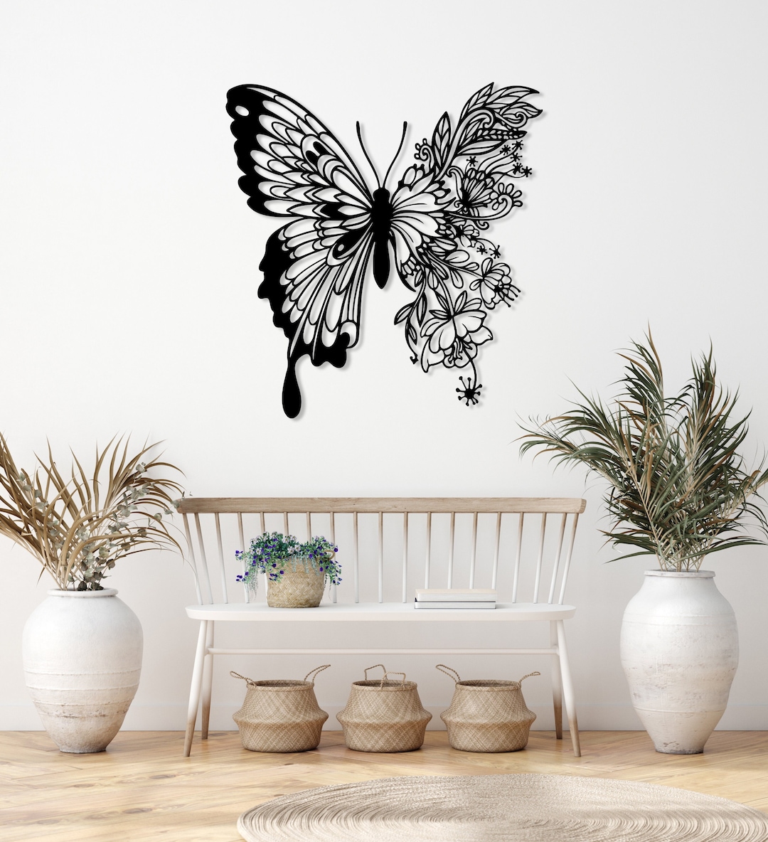 Flower Butterfly Metal Wall Decor, Butterfly Home Decor, Animal Metal ...