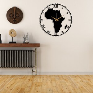 Black Africa Map Clock, Africa Metal Wall Clock, Livingroom Metal Wall ...