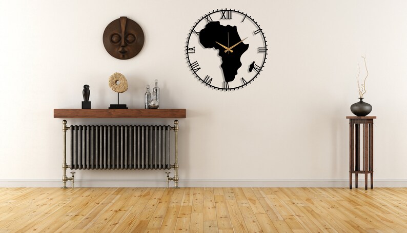 Black Africa Map Clock Africa Metal Wall Clock Livingroom - Etsy