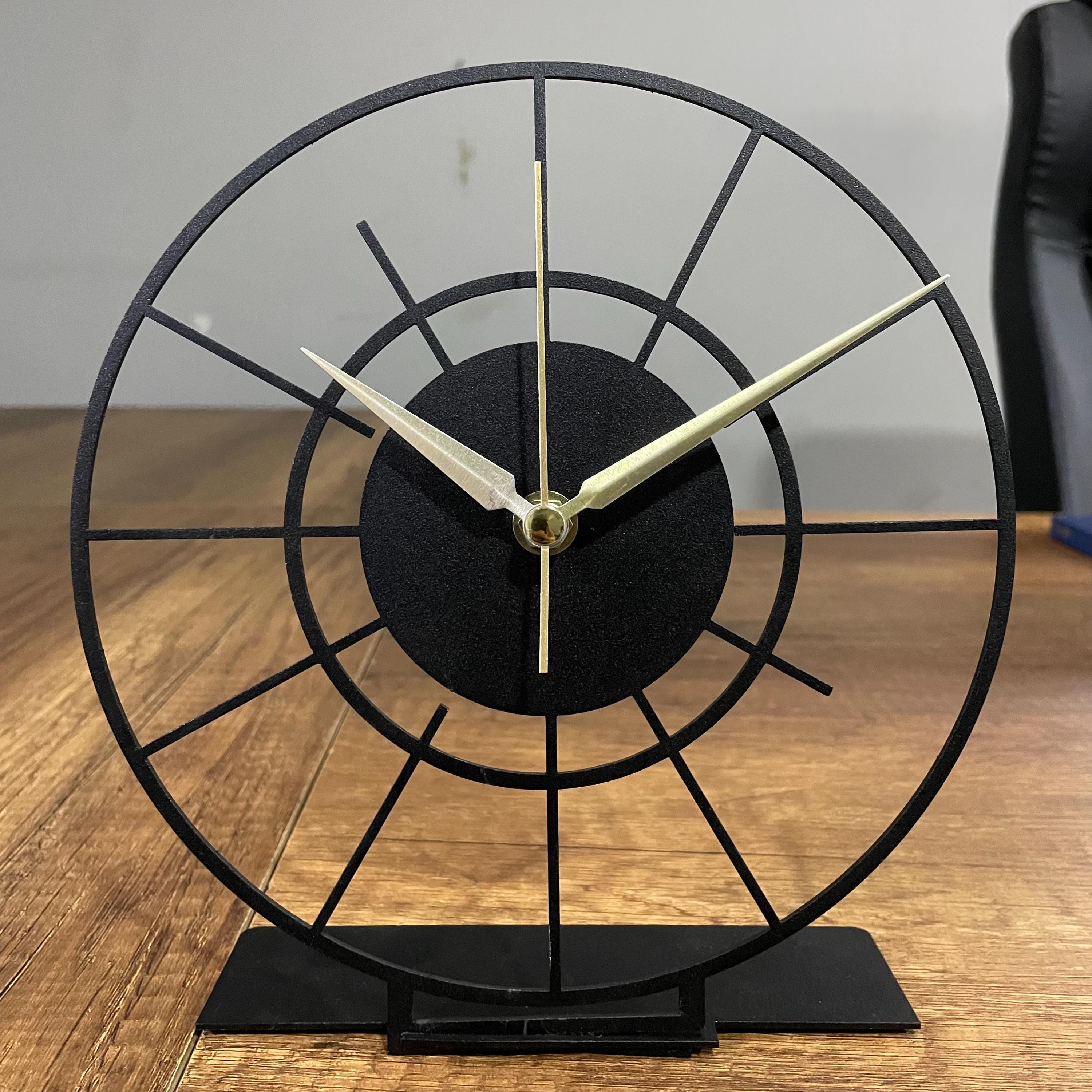 Office Tabletop Clock, Metal Desktop Clock, Business Clock, Bookshelf ...