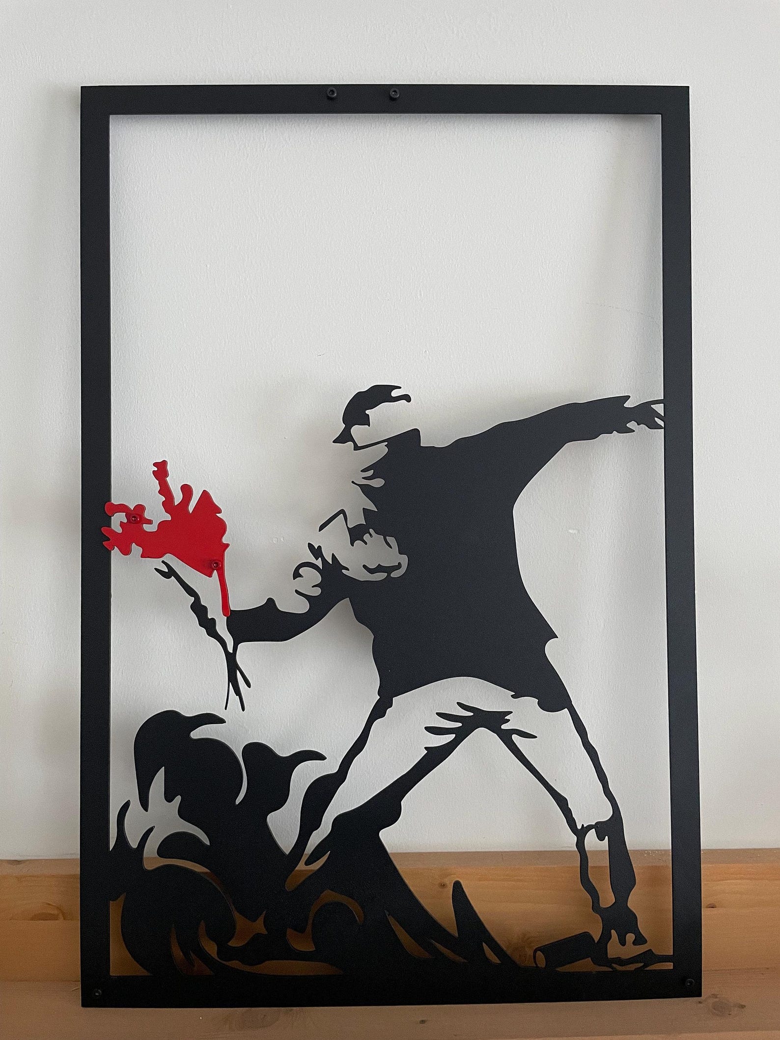 Banksy Flower Thrower Metal Wall Decor, Street Graffiti Wall Hangings ...