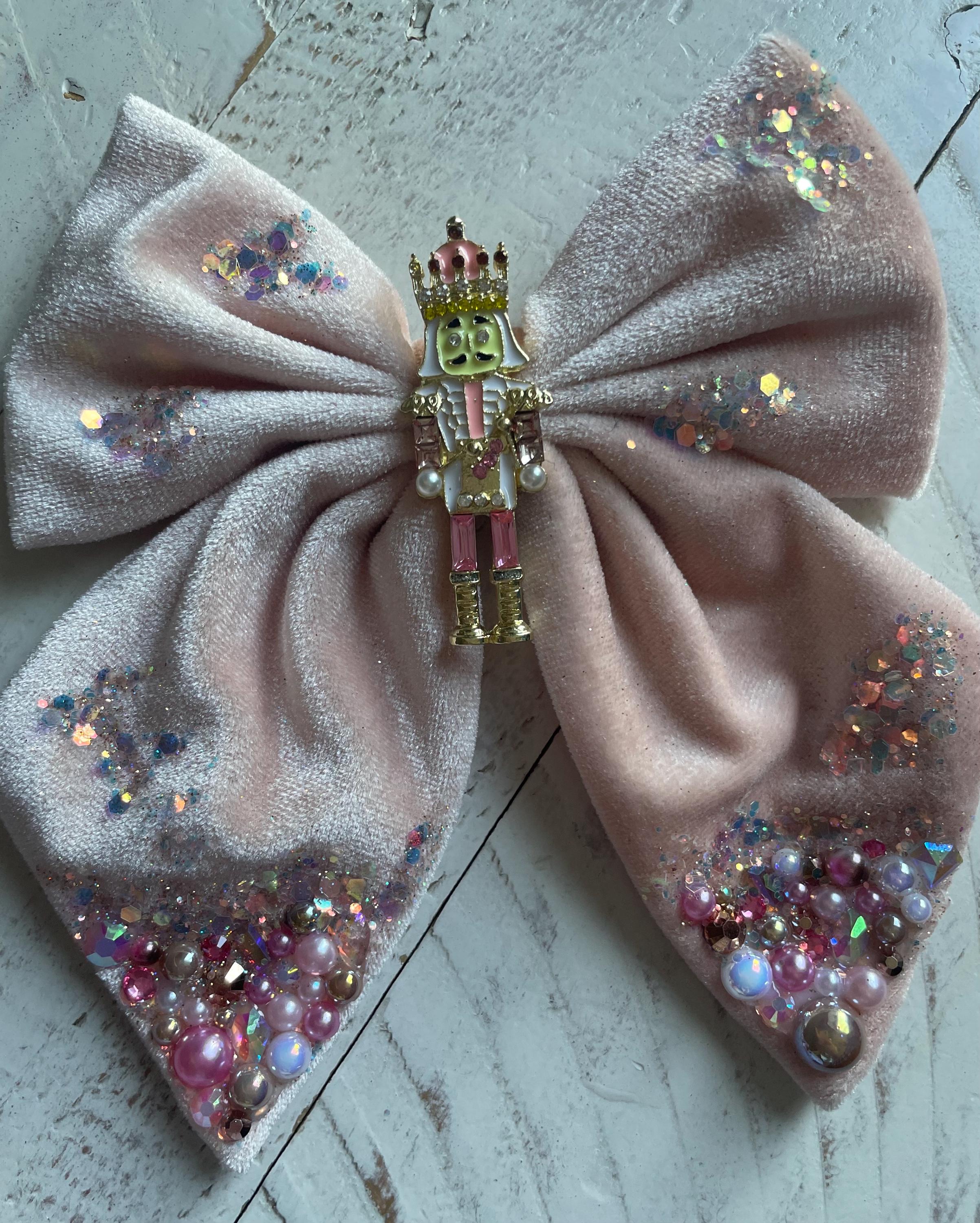 Nutcracker Hair Bow: Pink Velvet Christmas Party Bow - Etsy