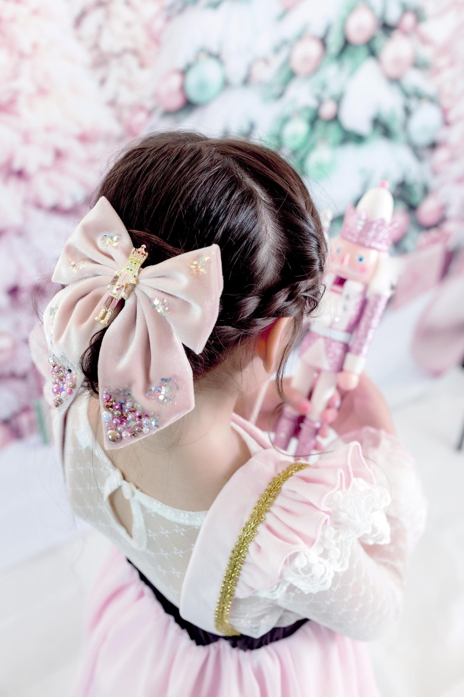 Nutcracker Hair Bow: Pink Velvet Christmas Party Bow - Etsy