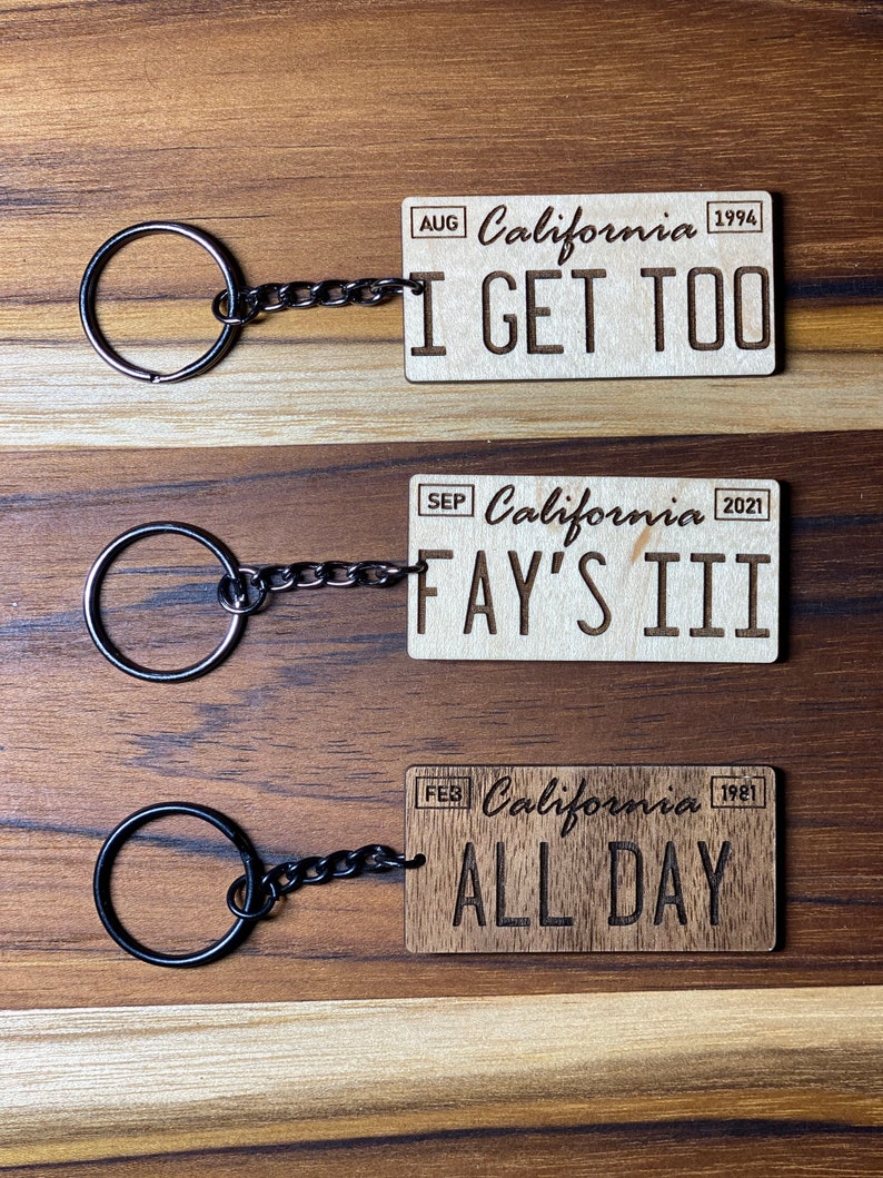 Personalized Hardwood California License Plate Keychain (california ...