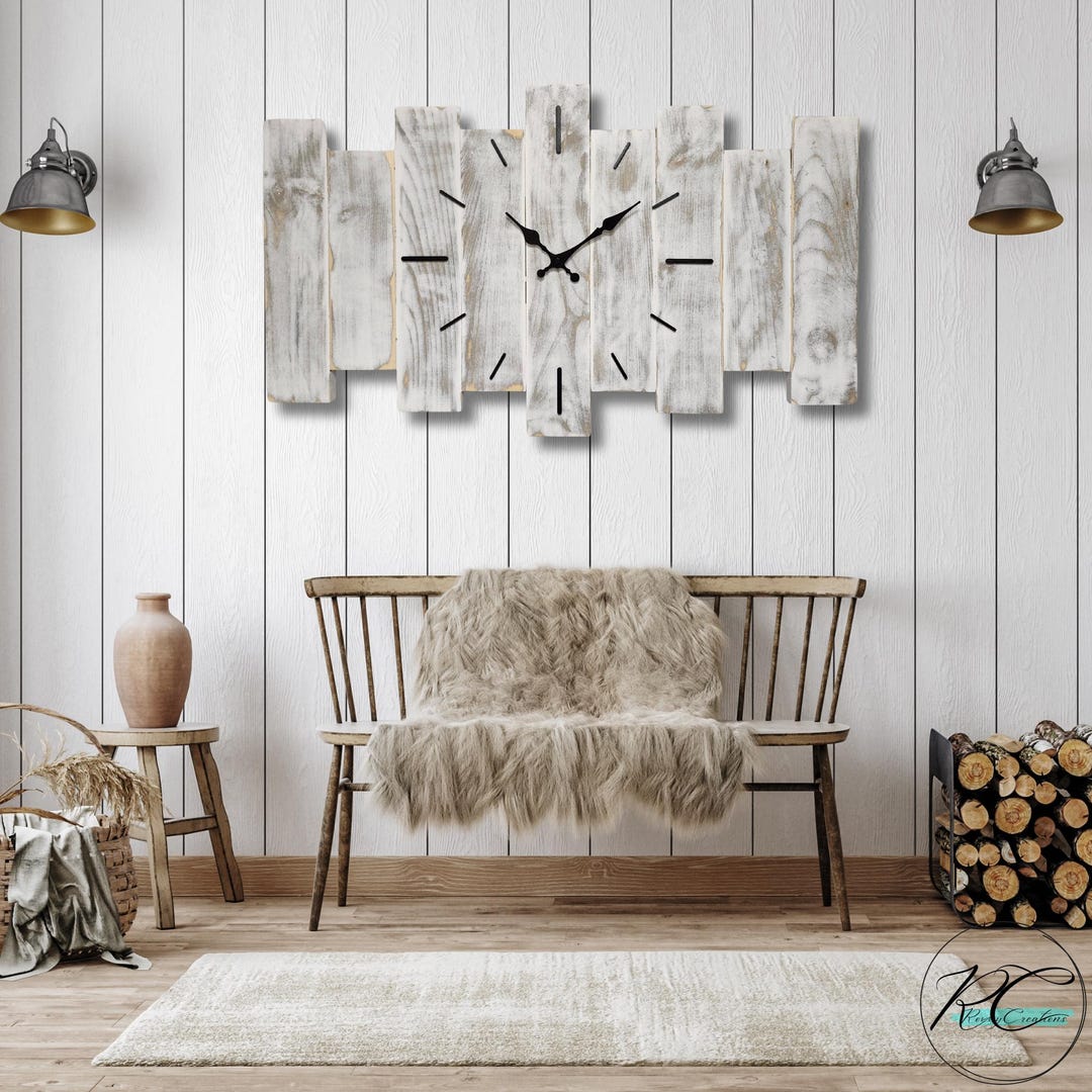 Wood Clock, Rustic Clock, Distress Wooden Clock, Wall Decoration ...