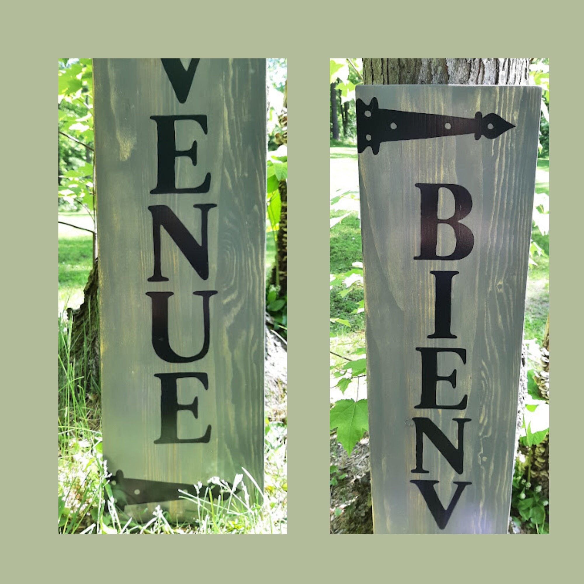 Welcome Porch Sign, Bienvenue Porch Sign, Outdoor Sign, Flower Garden ...