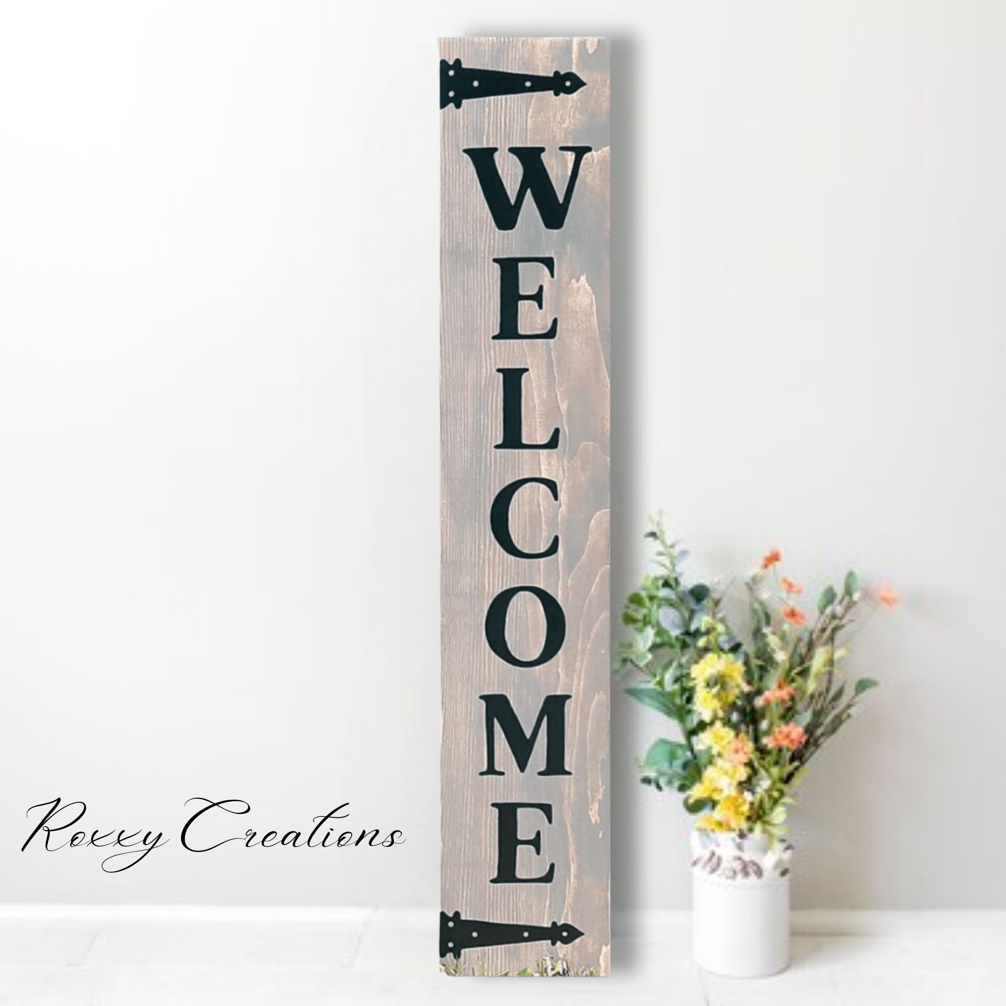 Welcome Porch Sign, Bienvenue Porch Sign, Outdoor Sign, Flower Garden ...