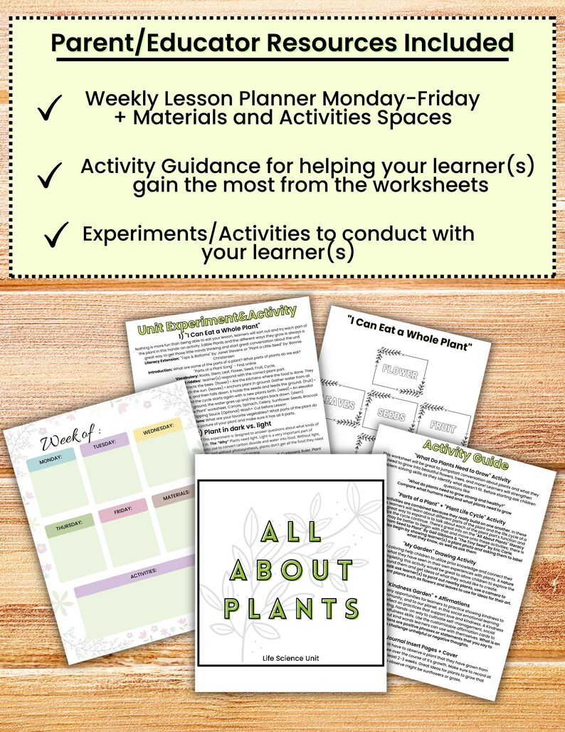 All About Plants Life Science Unit – Printable Worksheets (digital ...