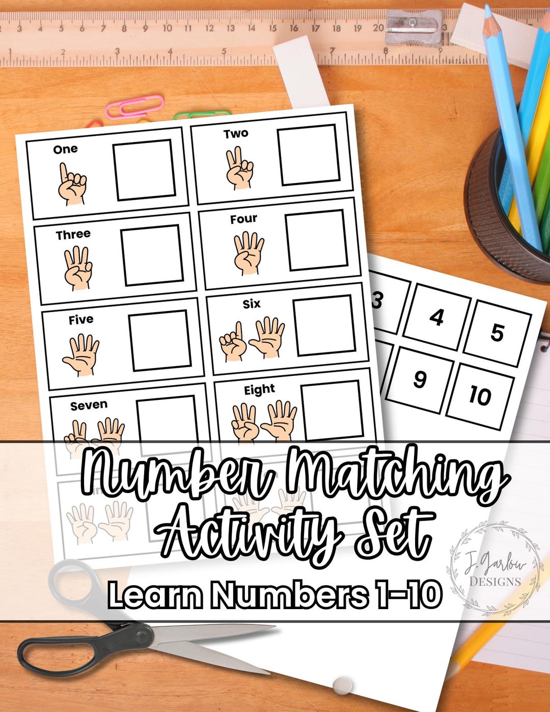 Hands-on Number Matching Activity 1-10 | Printable Math Center | Task ...