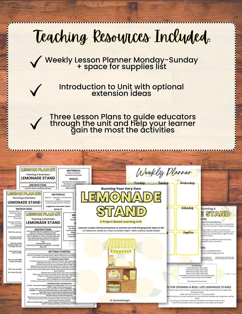 Lemonade Stand Project-based Learning | Homeschool Unit | Kindergarten ...