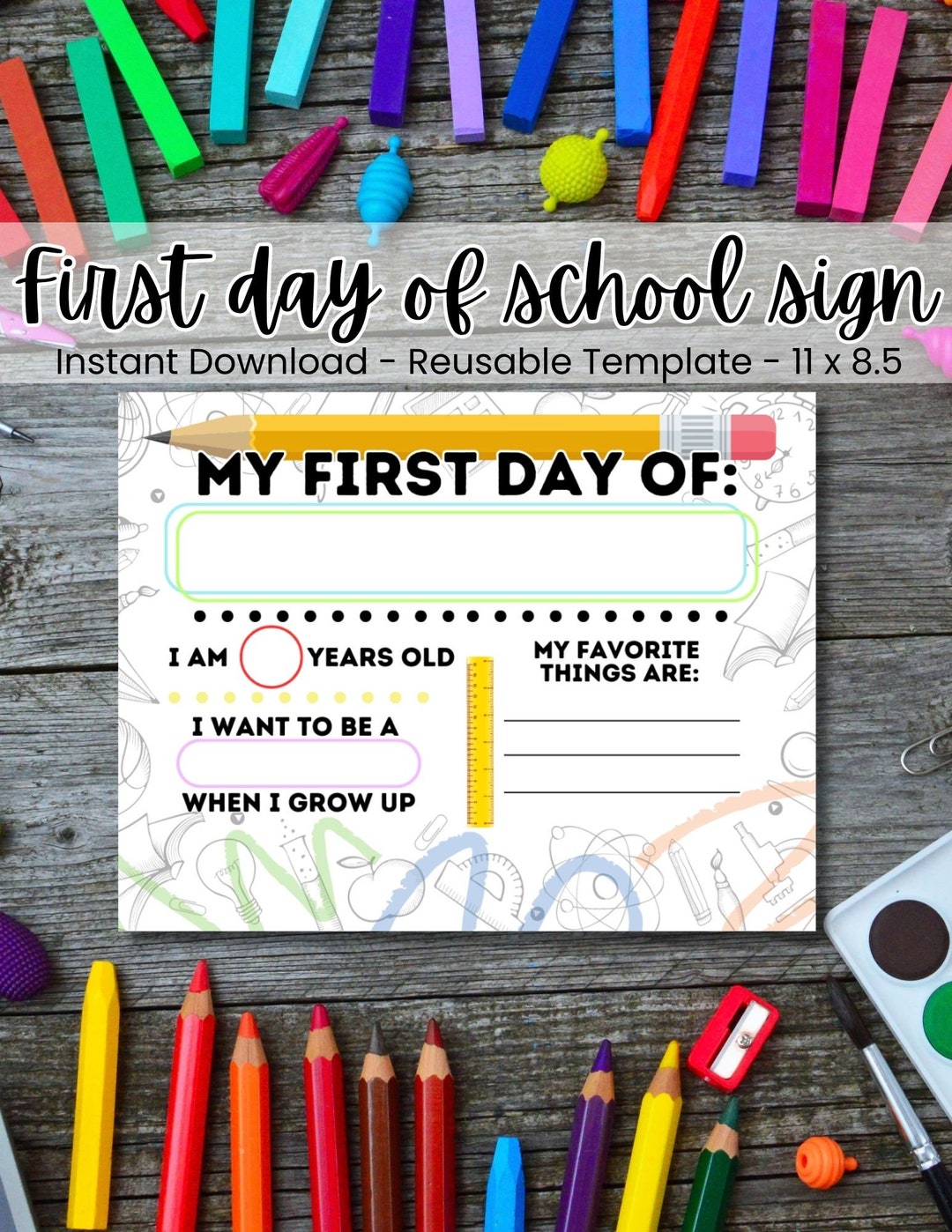 Back to School Sign | Printable | First Day of School | All Grades ...