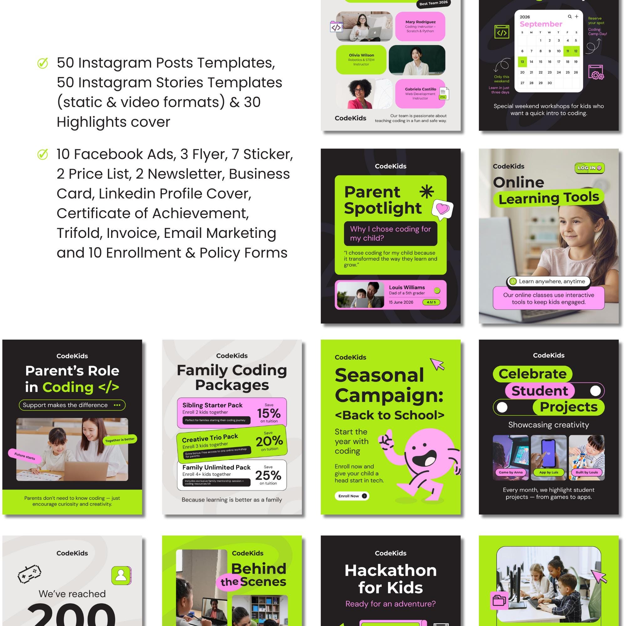 STEM School Marketing Kit: 160+ Canva Templates for Coding Academies ...