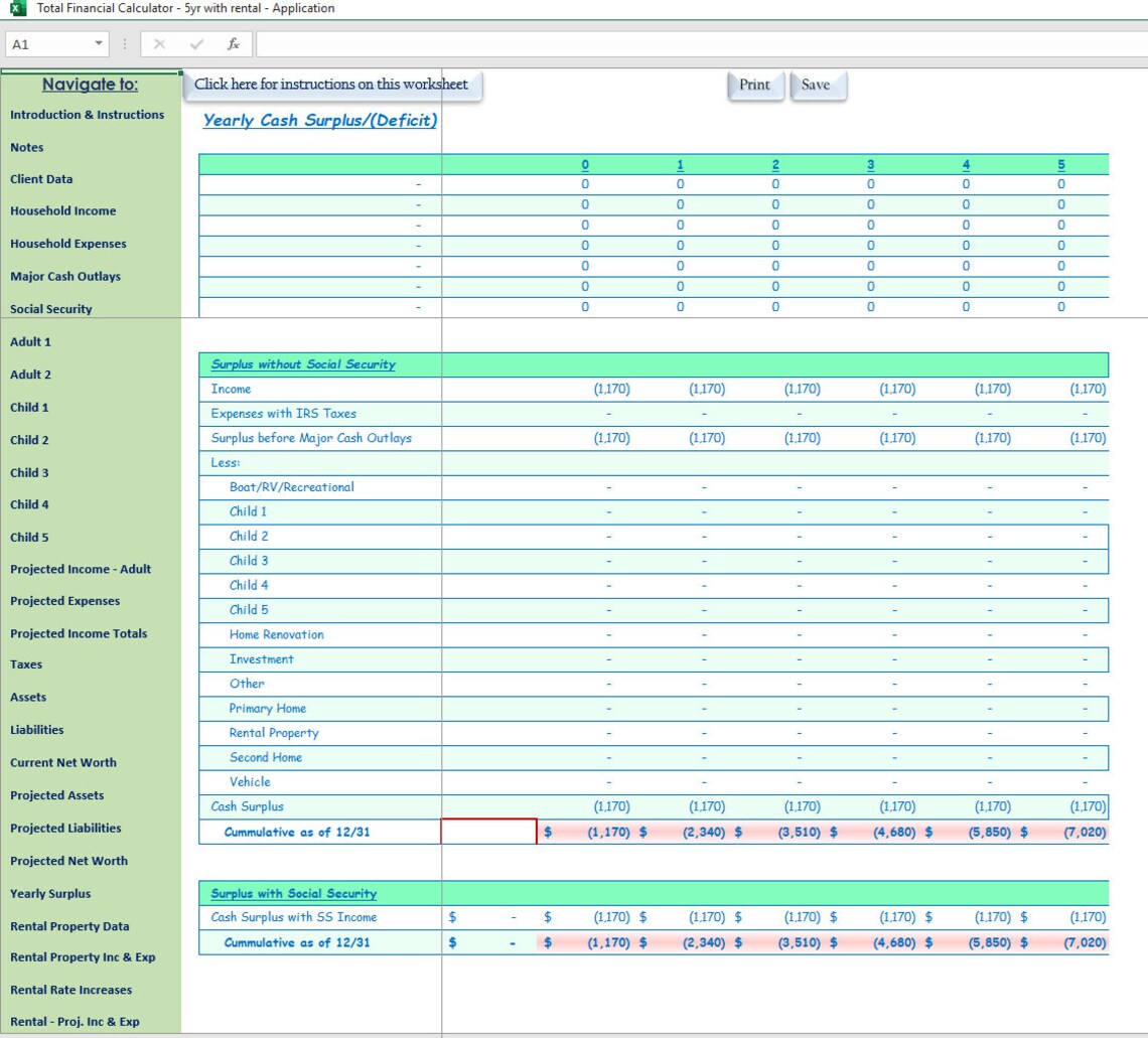 5 Year Budget Planning Tool With Rental Property Tracking Downloadable ...