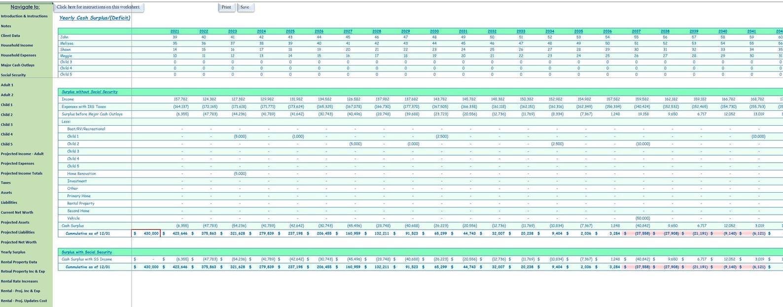 Long-term Budgeting/financial Spreadsheet/excel Sheet - Etsy