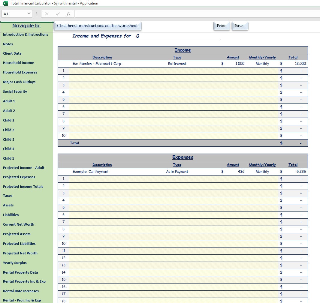 5 Year Budget Planning Tool With Rental Property Tracking Downloadable ...