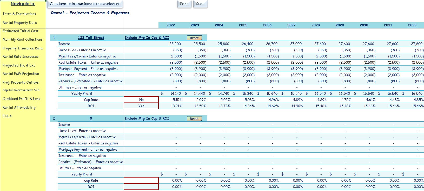 5 Year Budget Planning Tool With Rental Property Tracking Downloadable ...
