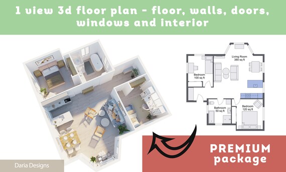 Interior Design and Photorealistic 3D Floor Plan Rendering 3D - Etsy
