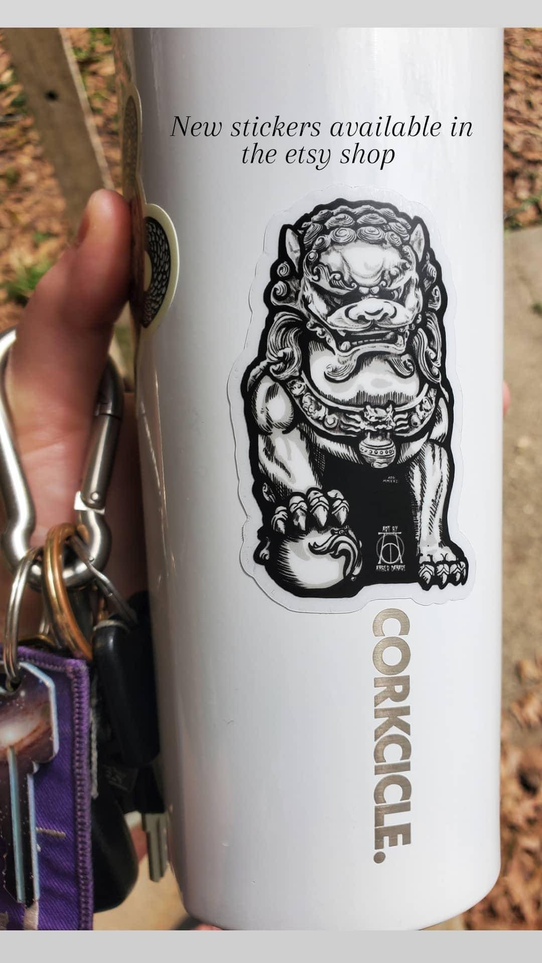 Foo Dog Vinyl Stickers Dog Sticker by Amber Damare - Etsy