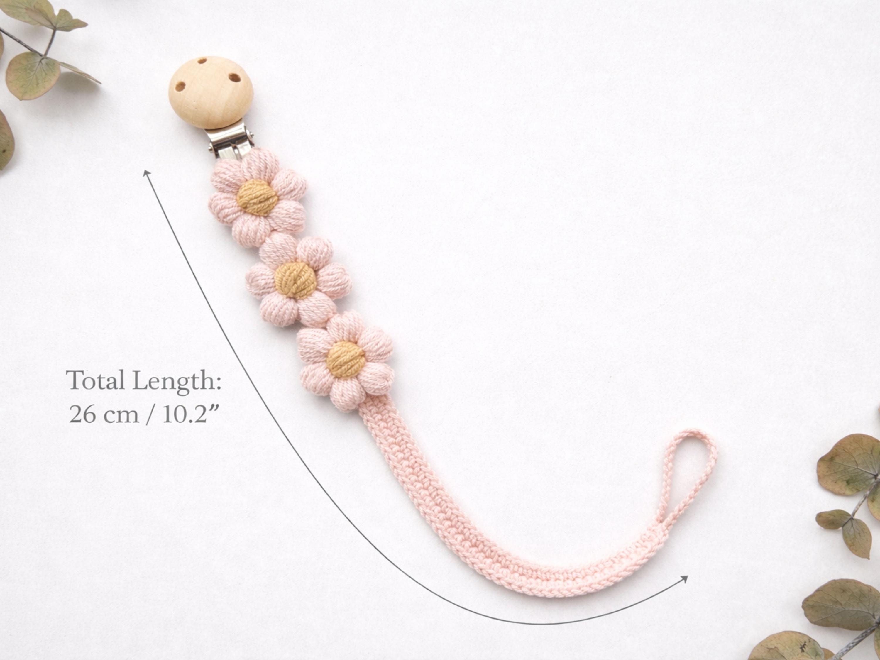 Floral Baby Headband and Pacifier Clip Set, Newborn Girl Hair Accessory ...