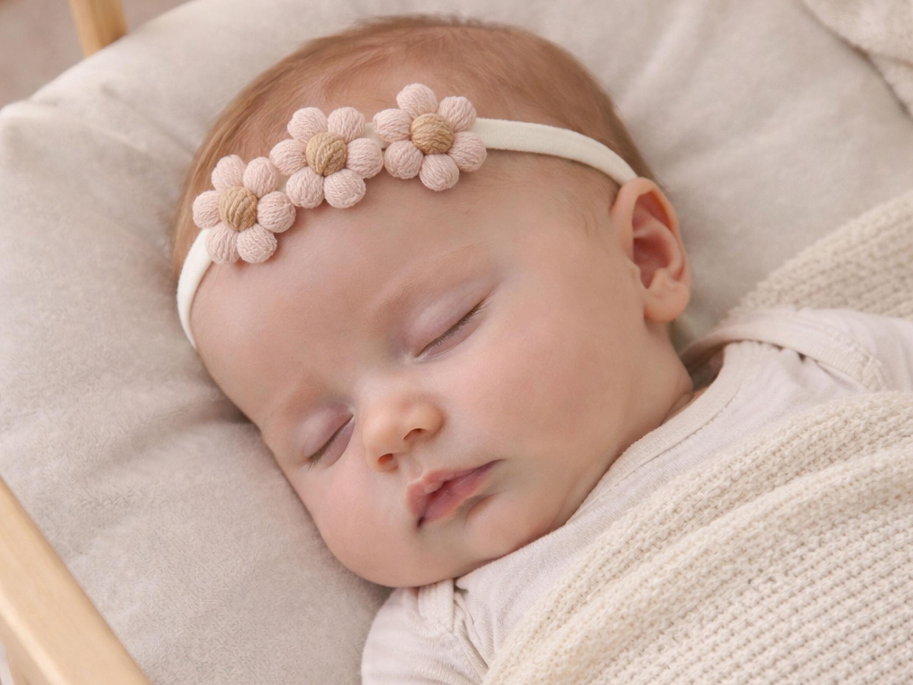Floral Baby Headband and Pacifier Clip Set, Newborn Girl Hair Accessory ...