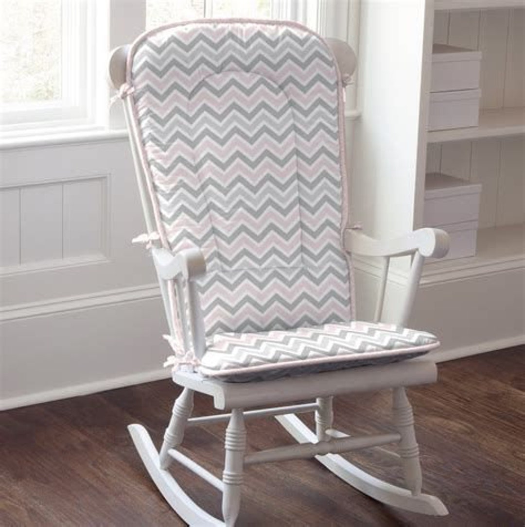 Cozy Comfy Wavy Pink and Gray Indoor Rocking Chair Cushion for Rocking ...