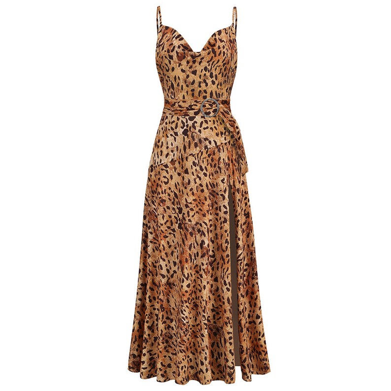 Spaghetti Strap Leopard Prom Dress Sexy Velvet Long Backless Etsy