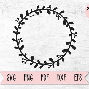 Leafy Wreath SVG, Circle Border SVG, Monogram Frame SVG, Circle Frame ...
