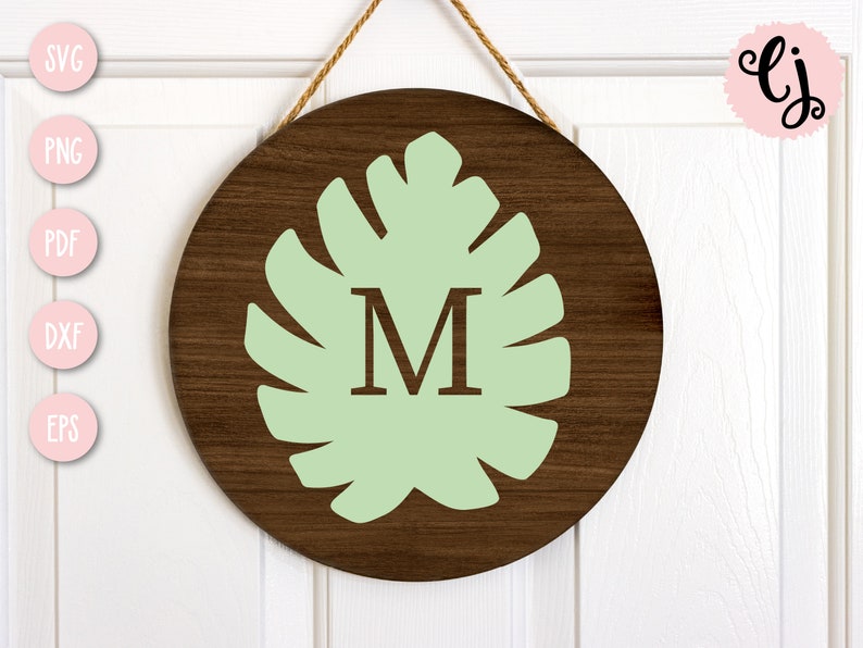 Leaf Monogram SVG, Monstera Leaf SVG, Custom Monogram SVG, Single ...