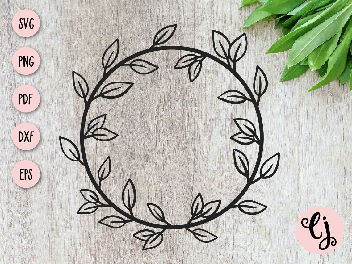 Leaf Wreath SVG, Farmhouse Wreath SVG, Circle Border Clip Art, Leaf ...