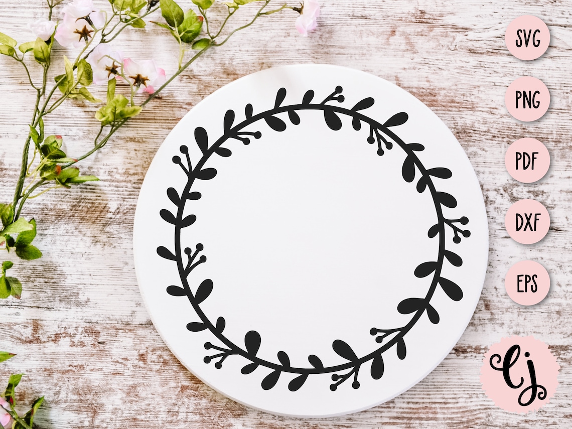 Leafy Wreath SVG Circle Border SVG Monogram Frame SVG - Etsy
