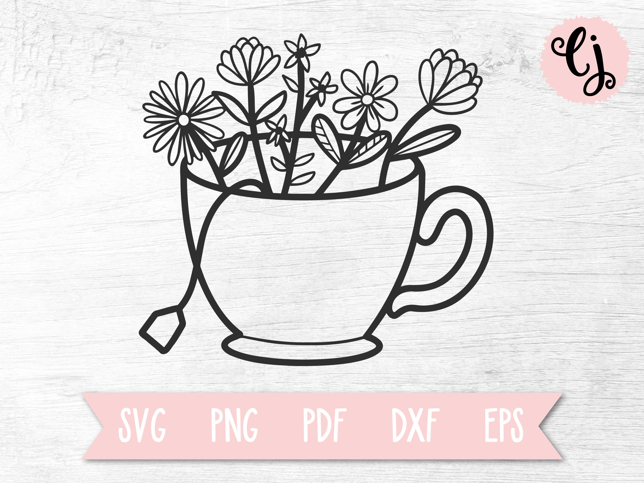 Tea Cup SVG, Tea Lover SVG, Tea and Flowers SVG Cut File - Etsy