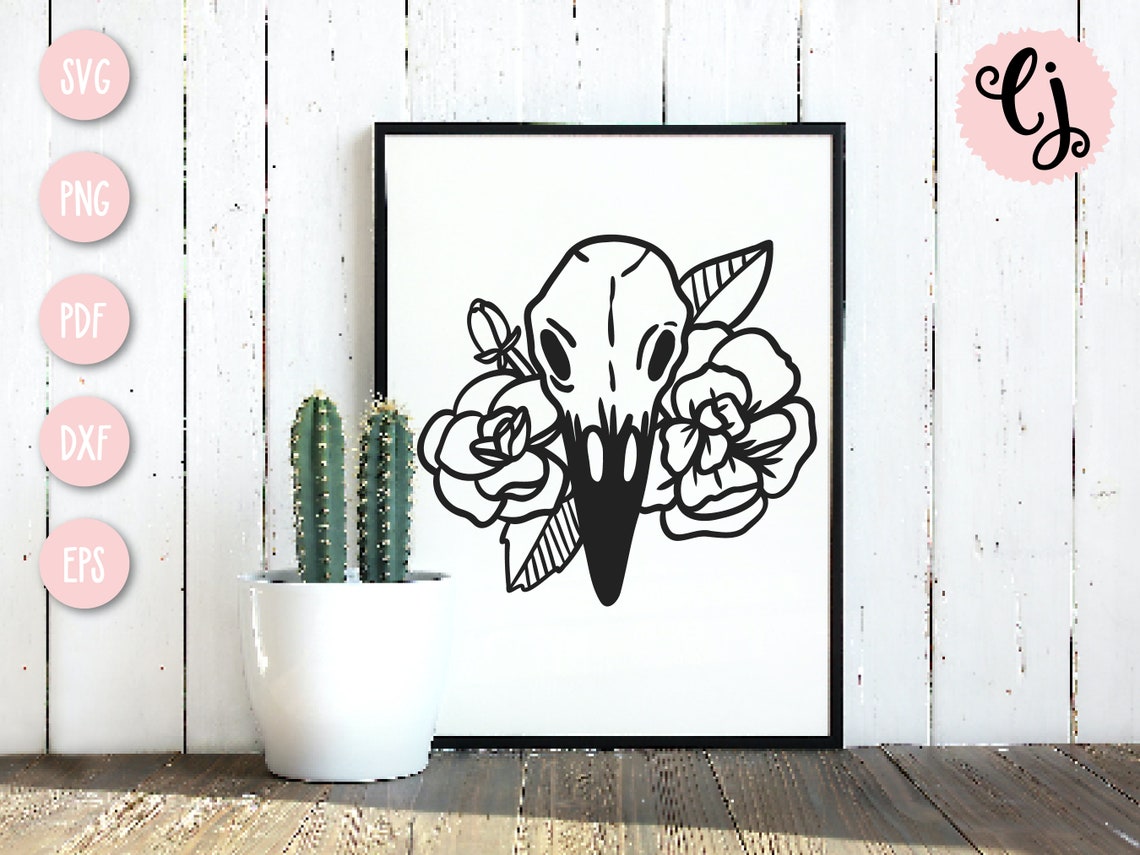 Raven Skull SVG Floral Skull SVG Animal Skull Clip Art - Etsy