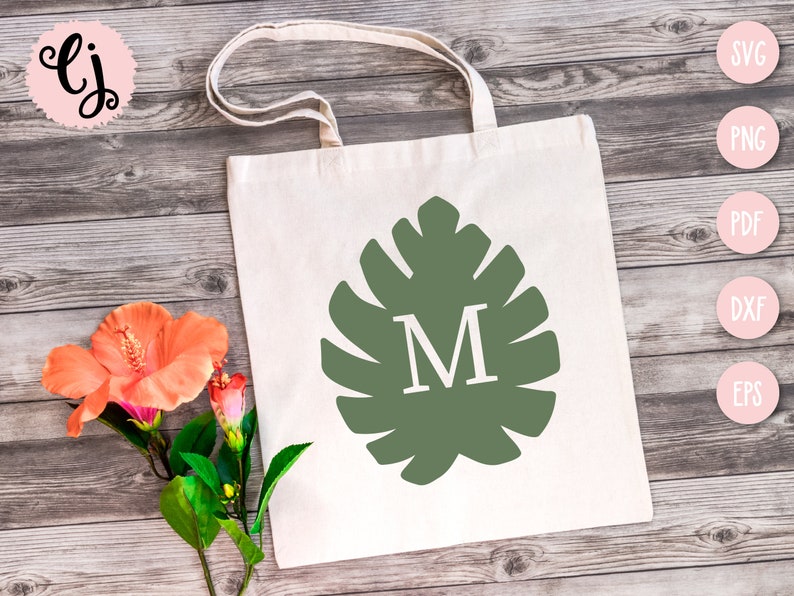 Leaf Monogram SVG, Monstera Leaf SVG, Custom Monogram SVG, Single ...