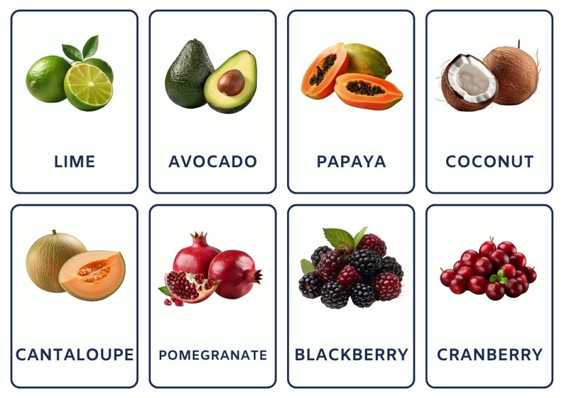 Fruits 25 Editable Flashcards Pre School Educational Flashcards PDF ...