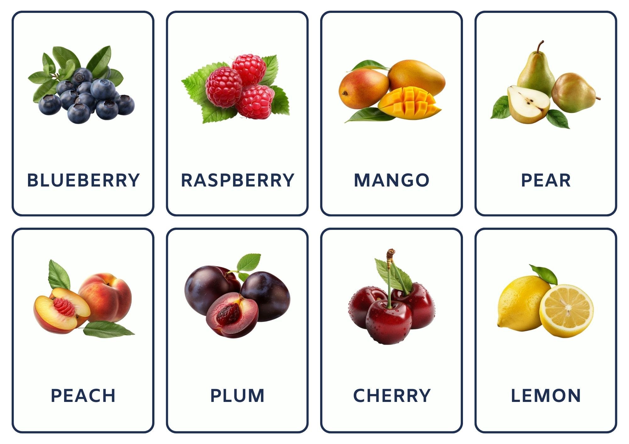 Fruits 25 Editable Flashcards Pre School Educational Flashcards PDF ...