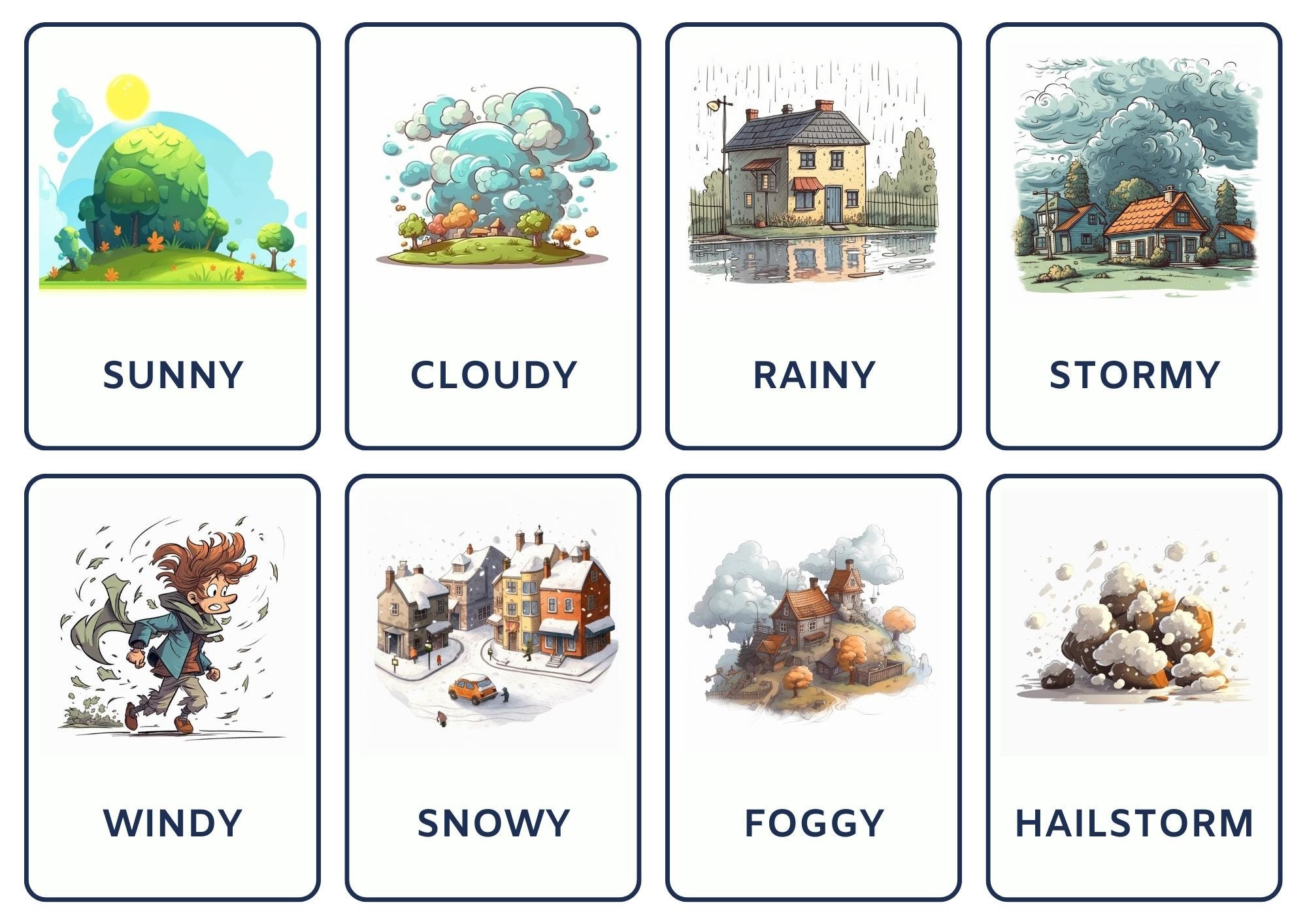 Weather 15 Editable Flashcards Pre School Educational Flashcards PDF ...