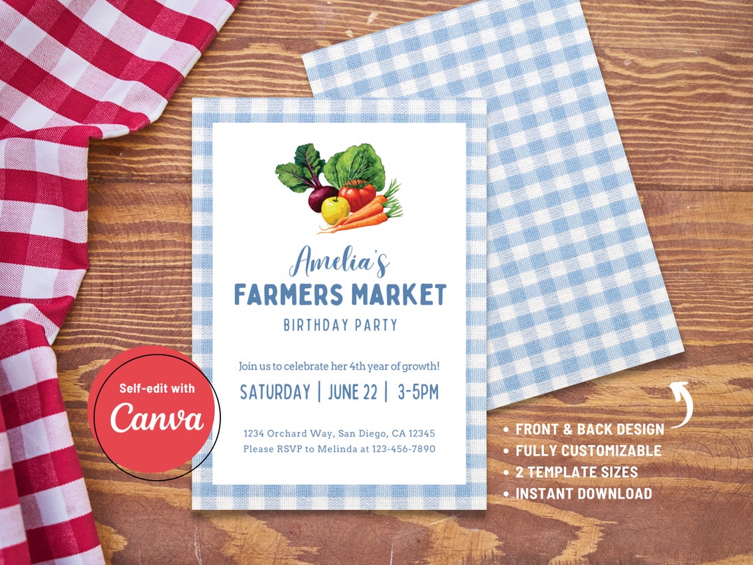 Farmers Market Invite Template, Farmers Market Birthday Party ...