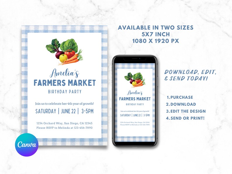 Farmers Market Invite Template, Farmers Market Birthday Party ...