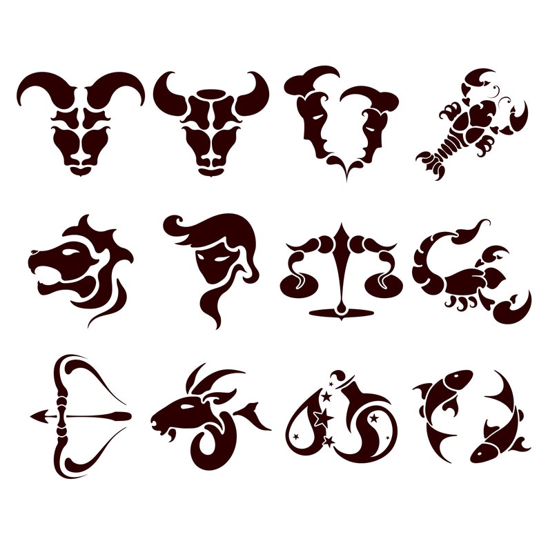 Zodiac Sign Icons SVG File for Cutting Machines Like Cricut and ...