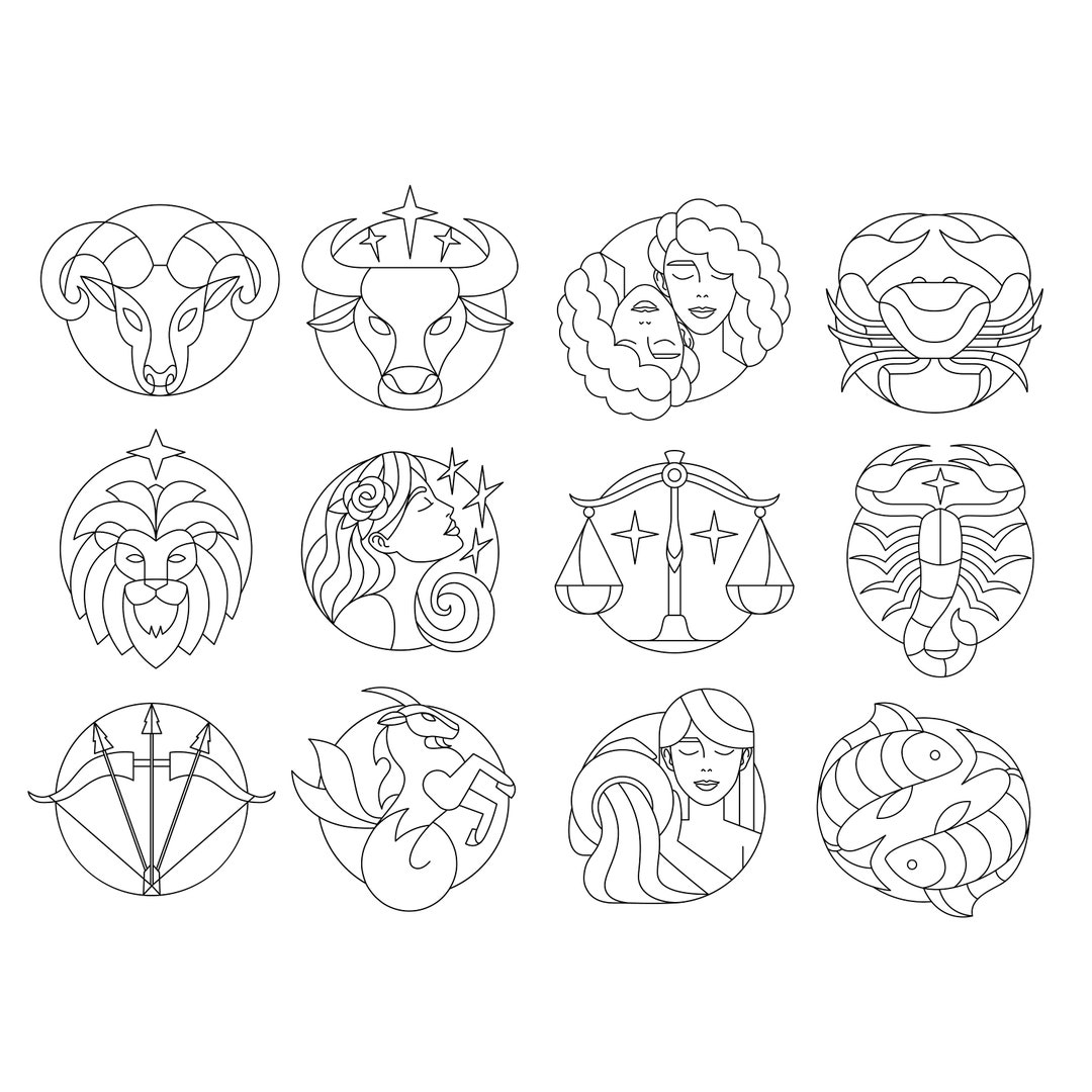 Zodiac Sign Icons SVG File for Cutting Machines Like Cricut and ...
