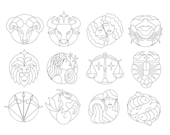 Zodiac Sign Icons - SVG File for Cutting Machines Like Cricut and ...