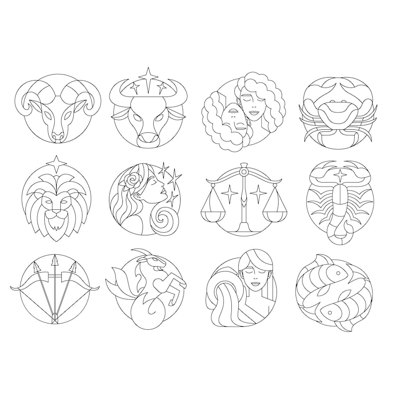 Zodiac Sign Icons SVG File for Cutting Machines Like Cricut and ...