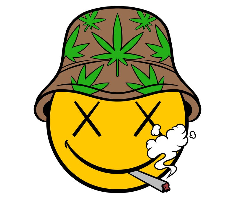 Smiley Face Smoking Joint Weed Hat - SVG File for Cutting Machines Like ...