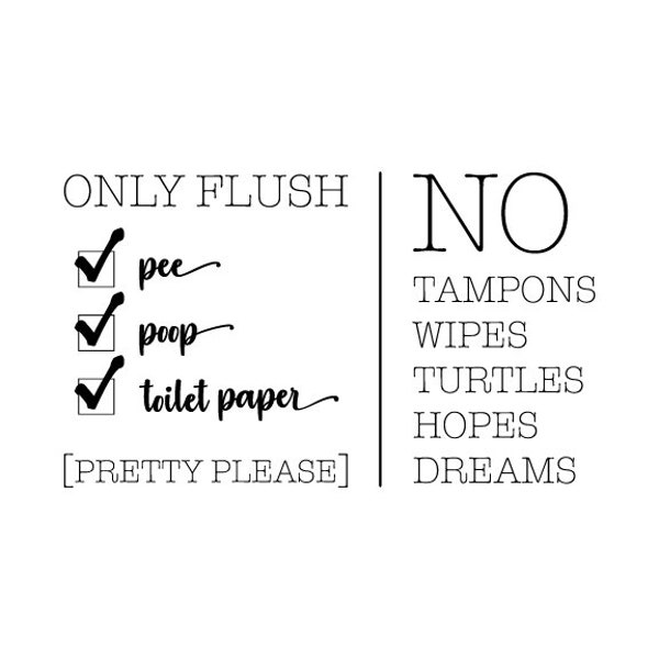 Bathroom Sign Flush Only Poop Pee and Toilet Paper - Etsy Singapore