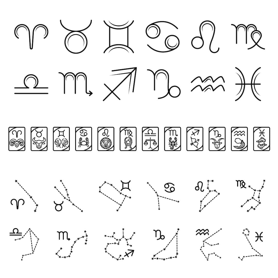 Zodiac Sign Icons - SVG File for Cricut – PDF File for Print - Symbol ...