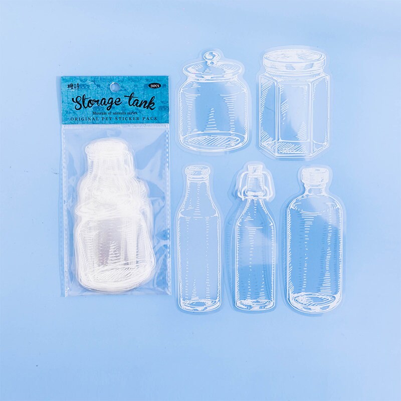 Clear Glass Jars or Bottles Sticker Pack for Junk Journals, Bullet ...